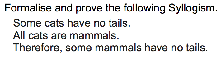 Solved Formalise and prove the following Syllogism Some cats | Chegg.com