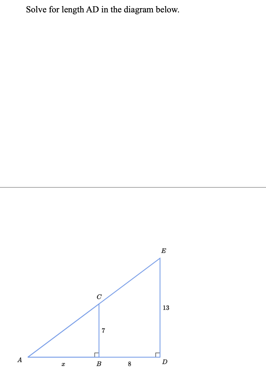 Solved Solve for length \\( \\mathrm{AD} \\) in the diagram | Chegg.com
