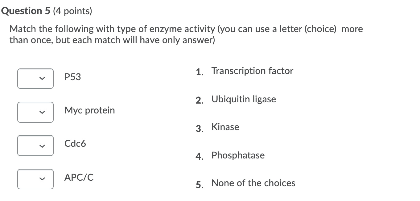 Solved Hello! Please answer this question by matching the | Chegg.com
