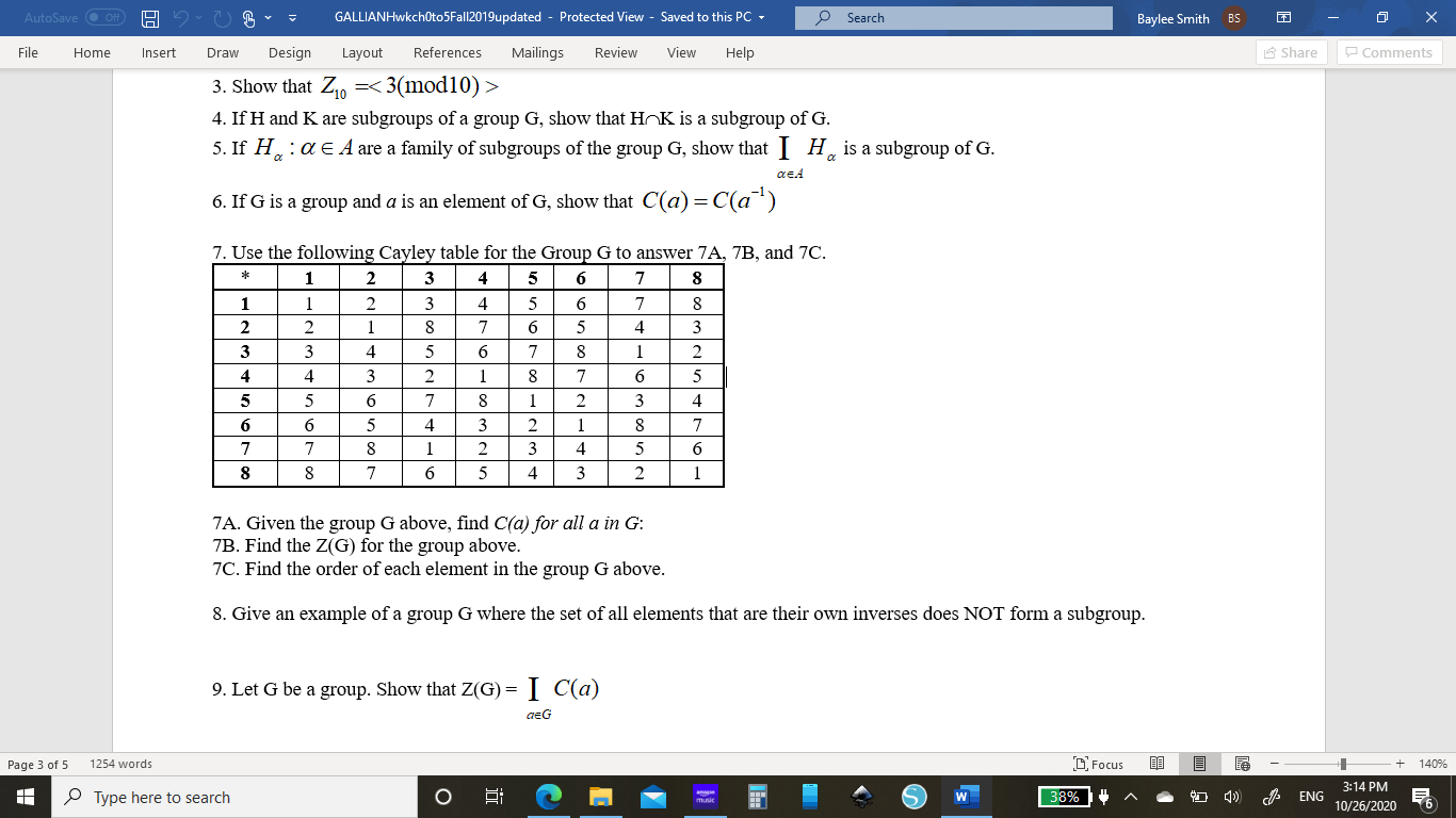 Solved AutoSave H GALLIANHwkchoto5Fall2019updated - | Chegg.com