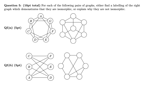 Solved Question 5: (10pt total) For each of the following | Chegg.com