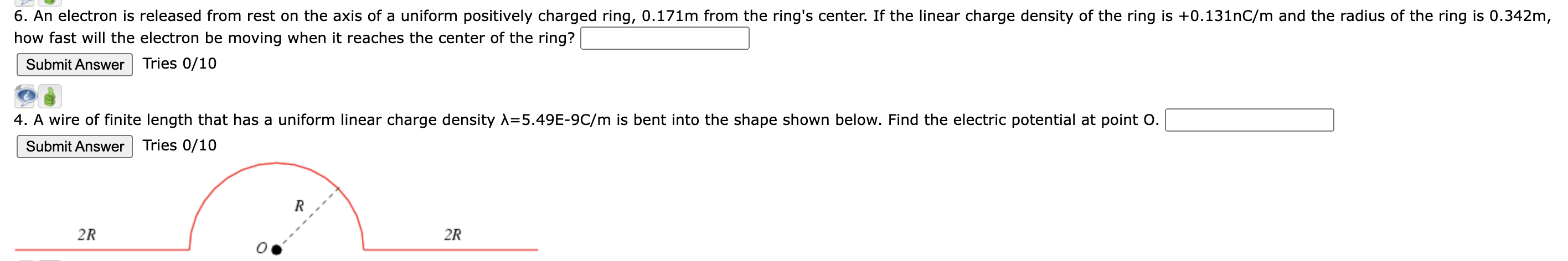 Solved 6 An Electron Is Released From Rest On The Axis Of A