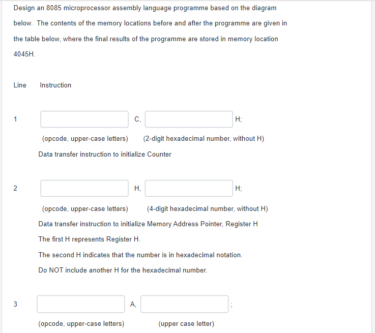 Solved Design an 8085 microprocessor assembly language | Chegg.com