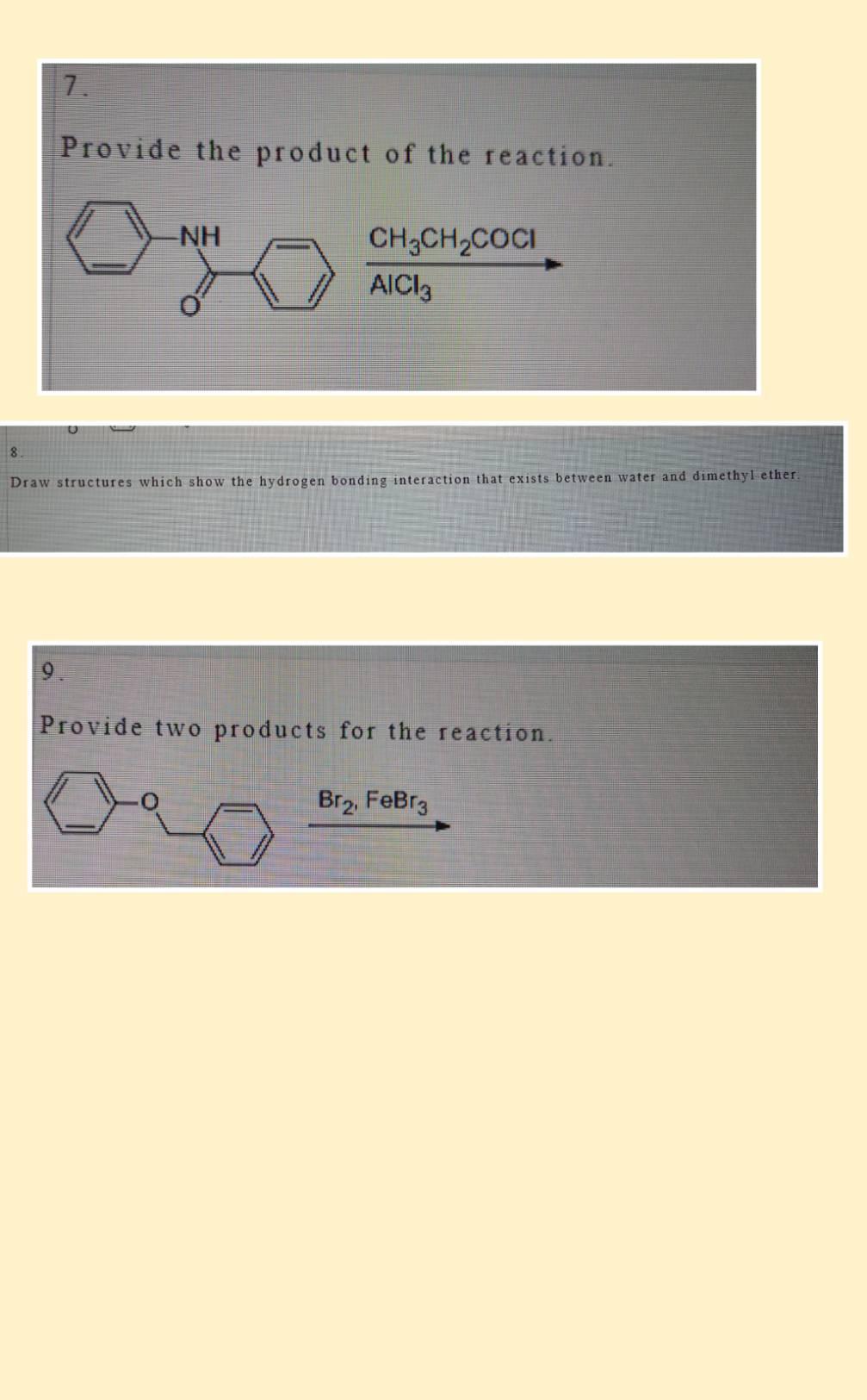 Solved Provide the product of the reaction. 9. Provide two | Chegg.com
