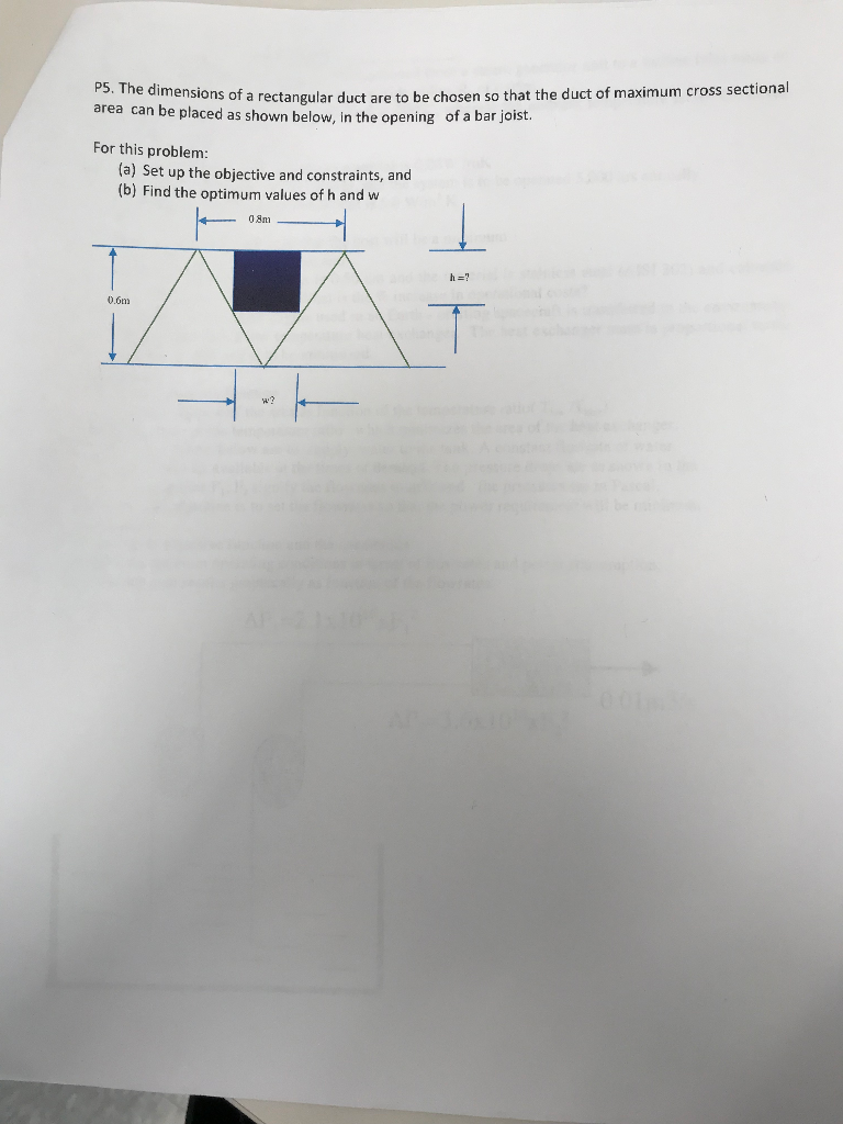 Solved P5. The dimensions of a rectangular duct are to be | Chegg.com