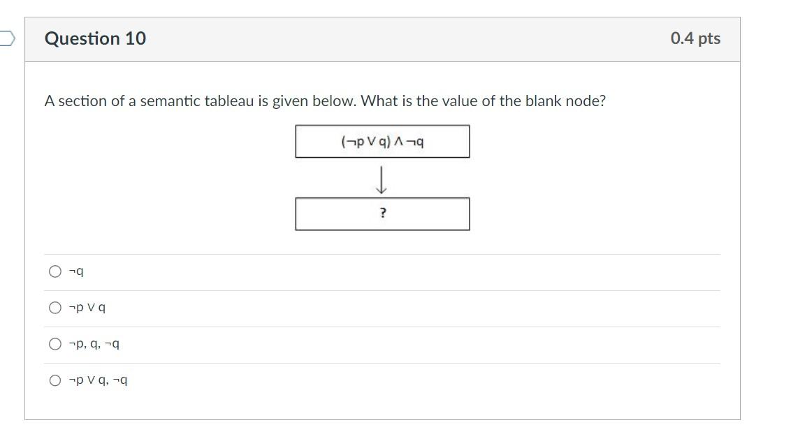 Solved A section of a semantic tableau is given below. What | Chegg.com