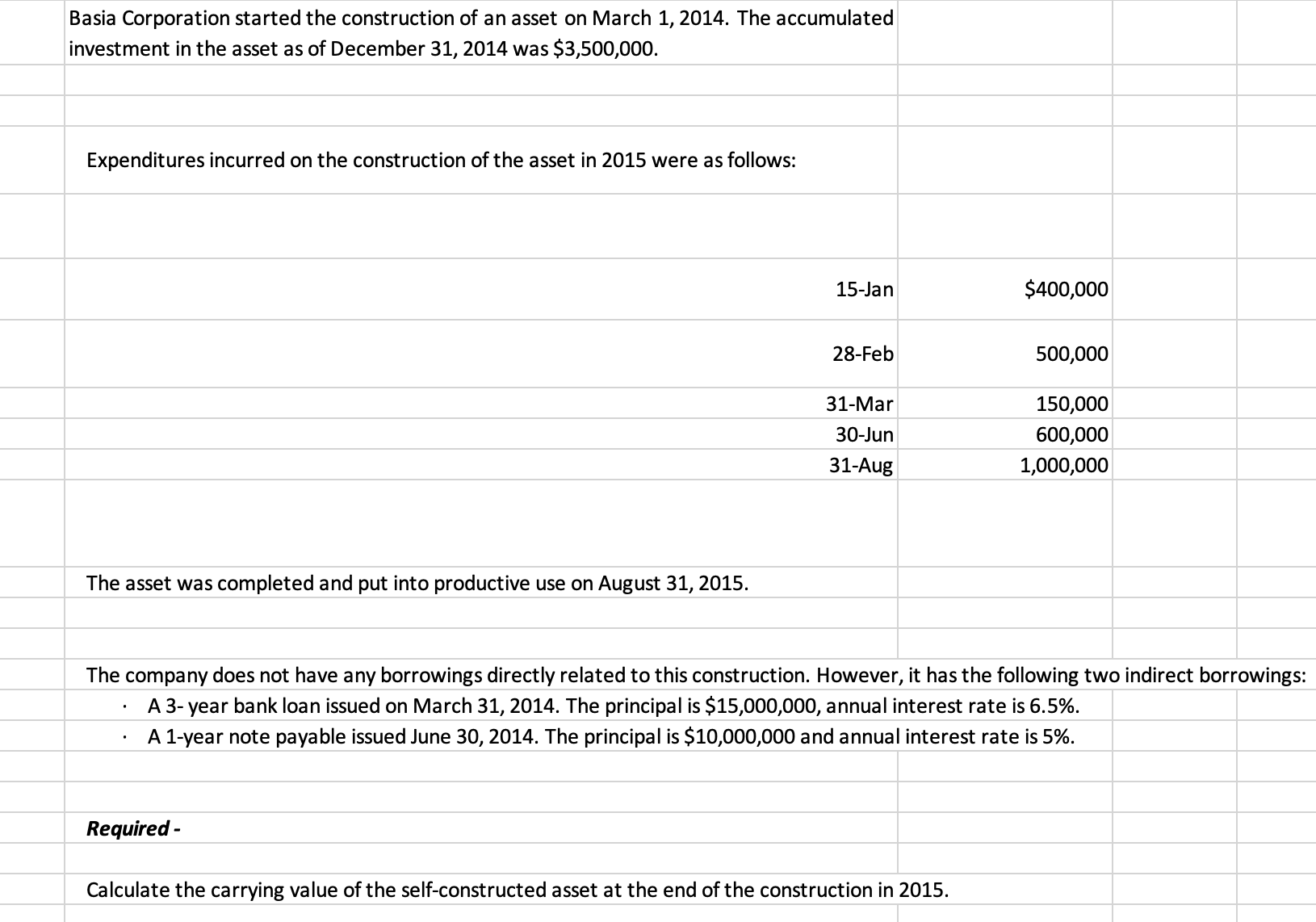 Solved Basia Corporation started the construction of an | Chegg.com