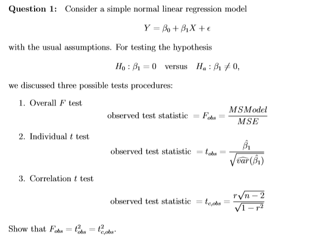 Solved: Question 1: Consider A Simple Normal Linear Regres... | Chegg.com