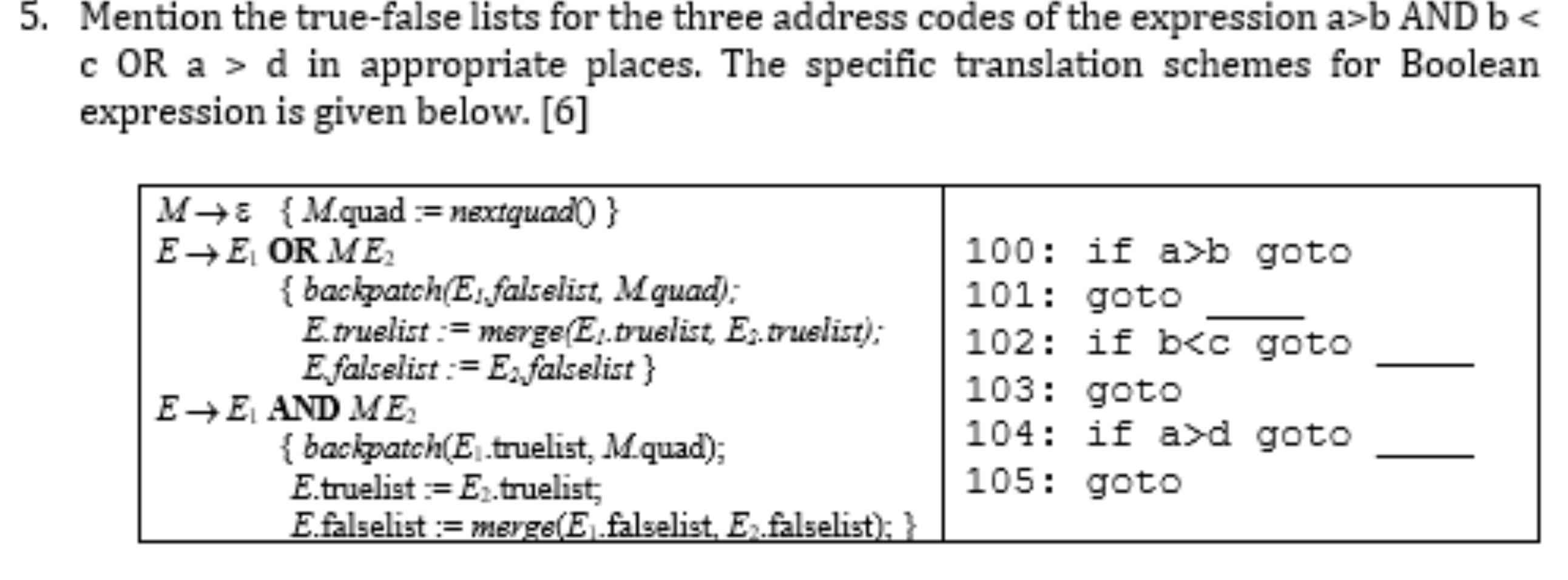 Solved 5. Mention the true-false lists for the three address | Chegg.com
