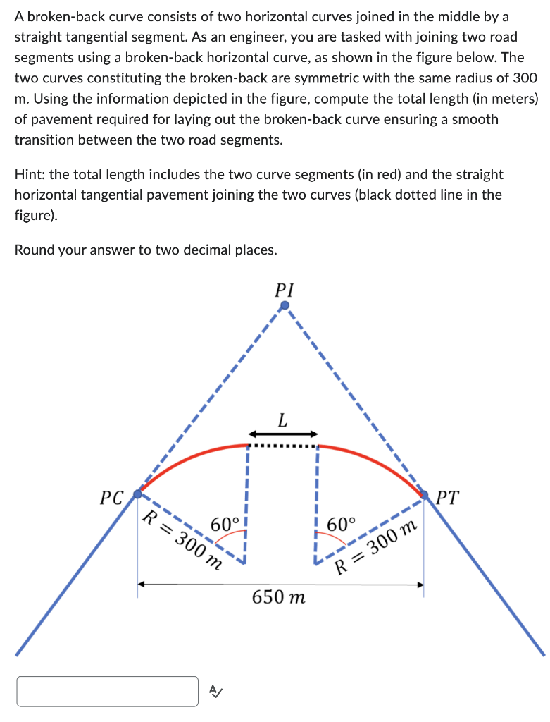 Solved A broken-back curve consists of two horizontal curves | Chegg.com