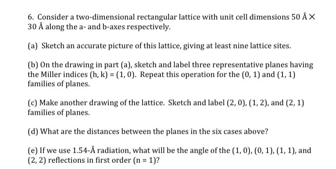 Solved 6. Consider a two-dimensional rectangular lattice | Chegg.com
