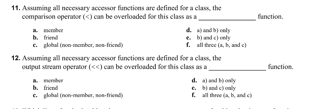 Solved 11. Assuming all necessary accessor functions are | Chegg.com