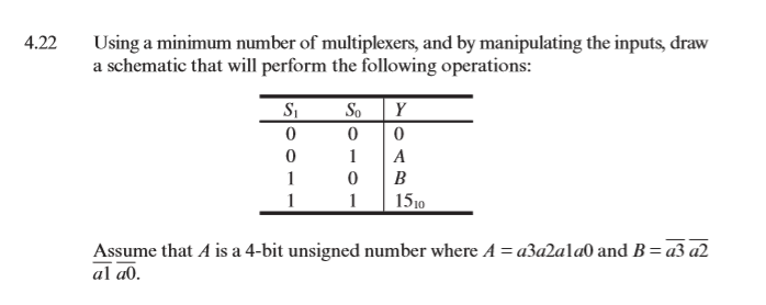 Solved 4.22 Using a minimum number of multiplexers, and by | Chegg.com