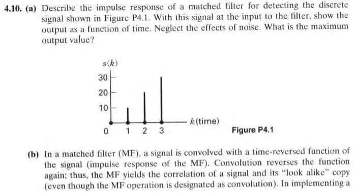 Solved 4.10. (a) Describe the impulse response of a matched | Chegg.com