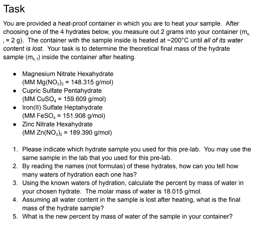 Solved You are provided a heat-proof container in which you | Chegg.com
