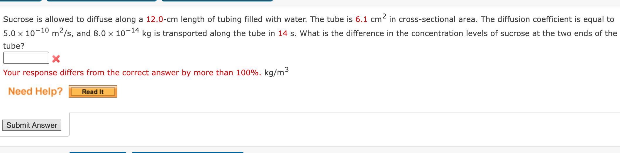 Solved Sucrose is allowed to diffuse along a 12.0-cm ﻿length | Chegg.com