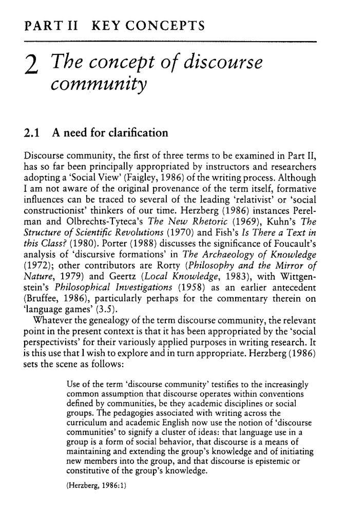 Solved PART II KEY CONCEPTS 2 The concept of discourse | Chegg.com