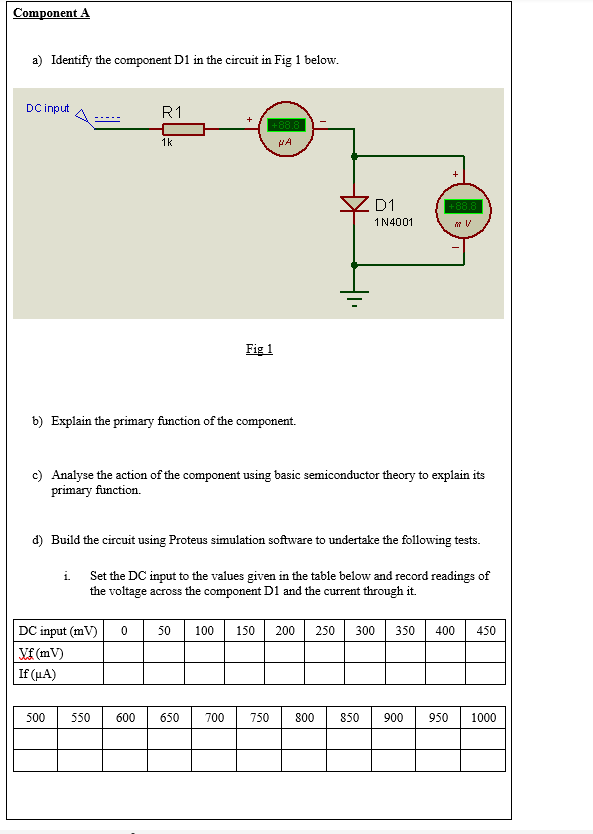 Solved Identify the component D1 in the circuit in Fig 1 | Chegg.com