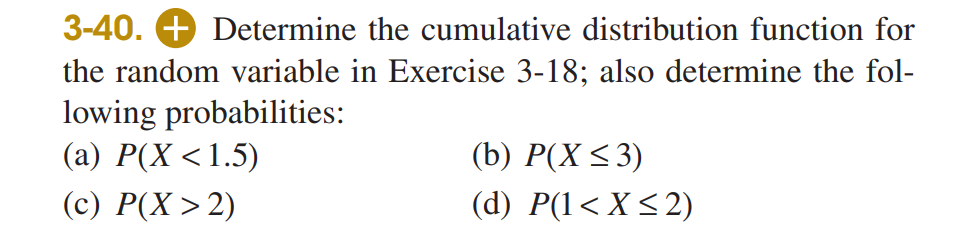 Solved 3 40 Determine The Cumulative Distribution