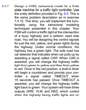 Solved 9.3.7 Design a VHDL behavioral model for a finite | Chegg.com