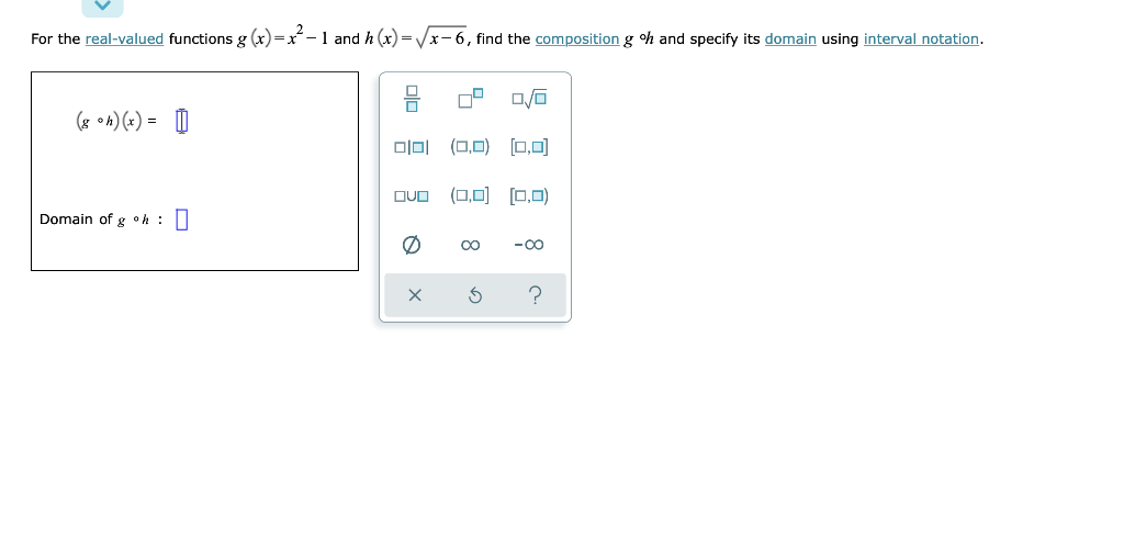 Solved For the real-valued functions g(x)=x²-1 and | Chegg.com
