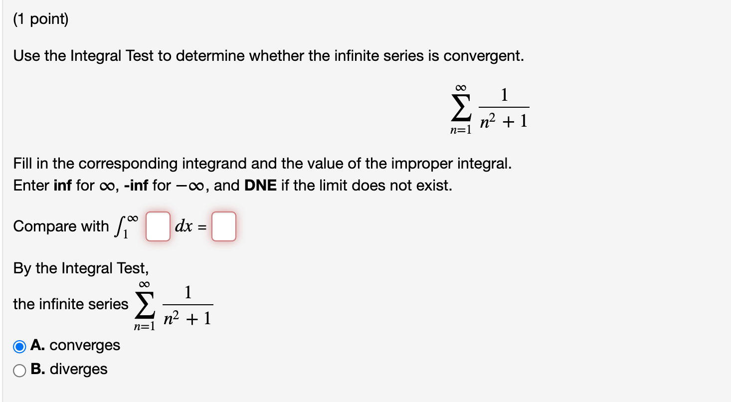 Solved (1 point) Consider the sequence given by xn = ln(n + | Chegg.com