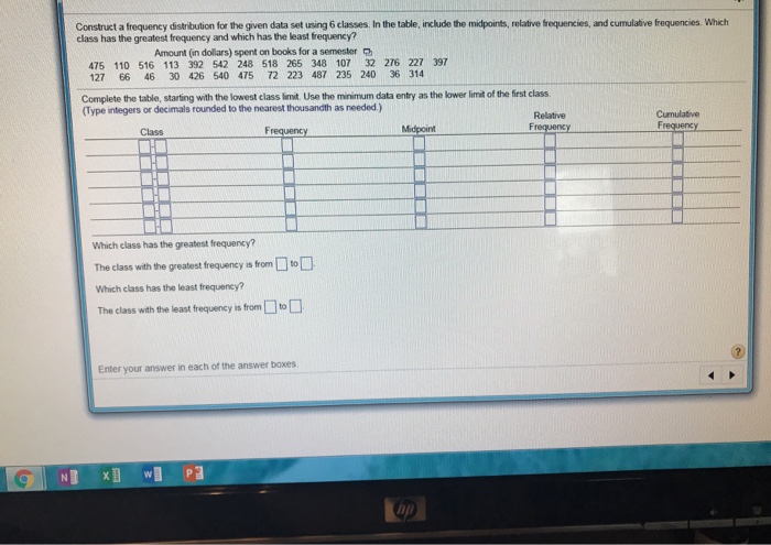 Solved Construct A Frequency Distribution For The Given Data 