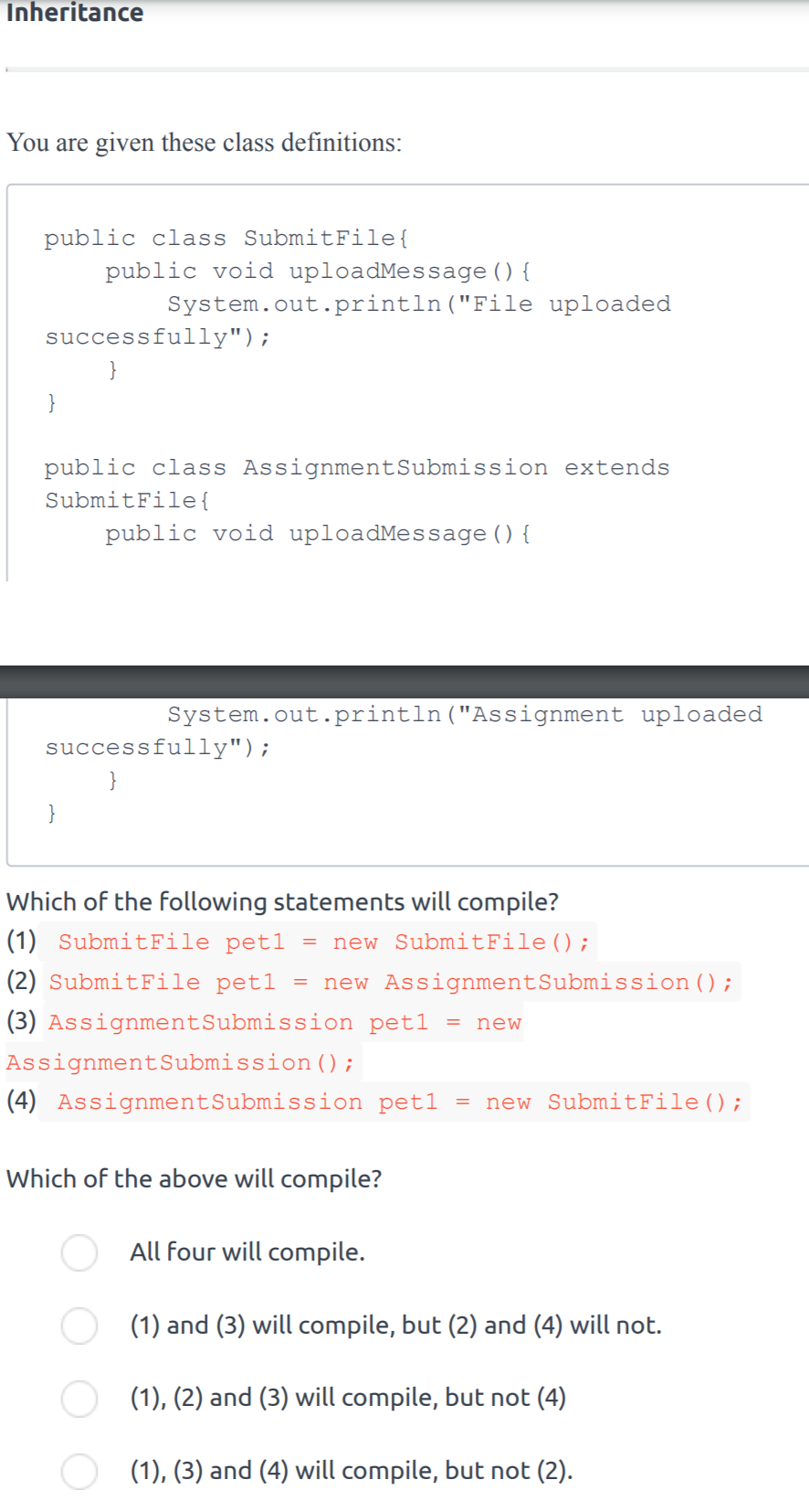 Solved Inheritance You are given these class definitions: | Chegg.com