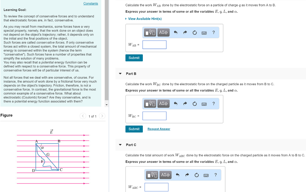 Solved Calculate The Work Wab Done By The Electrostatic