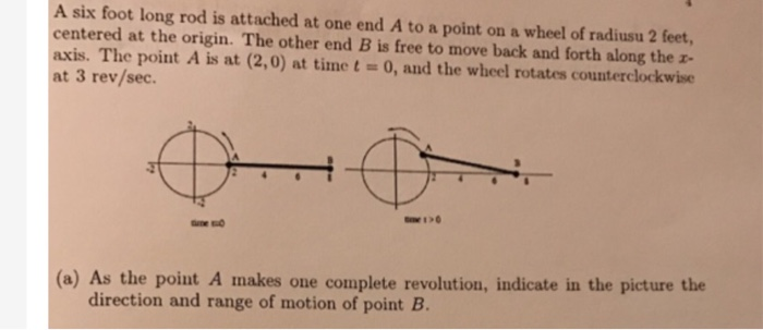 Solved A six foot long rod is attached at one end A to a | Chegg.com