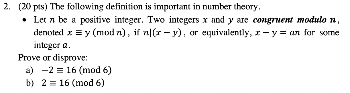 Solved (20 pts) The following definition is important in | Chegg.com