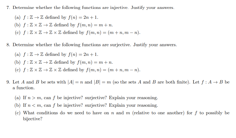 Solved 7. Determine whether the following functions are | Chegg.com