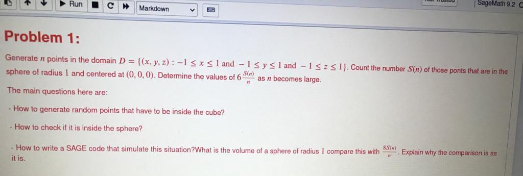 Solved Generate n points in the domain D={(x,y,z):−1≤x≤1 and | Chegg.com