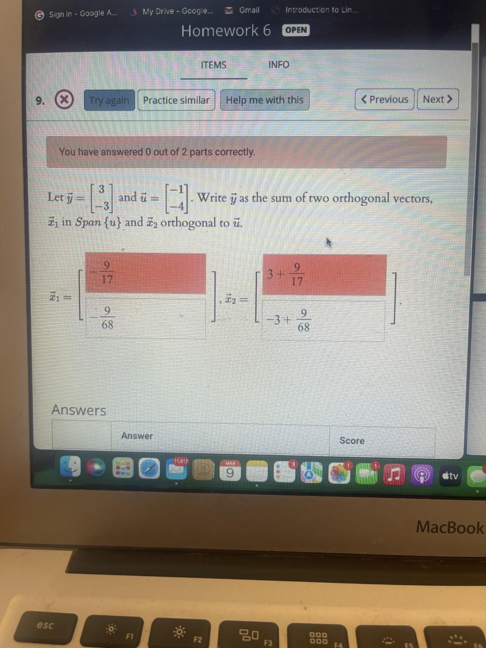 Solved Let y=[3−3] and u=[−1−4]. Write y as the sum of two | Chegg.com