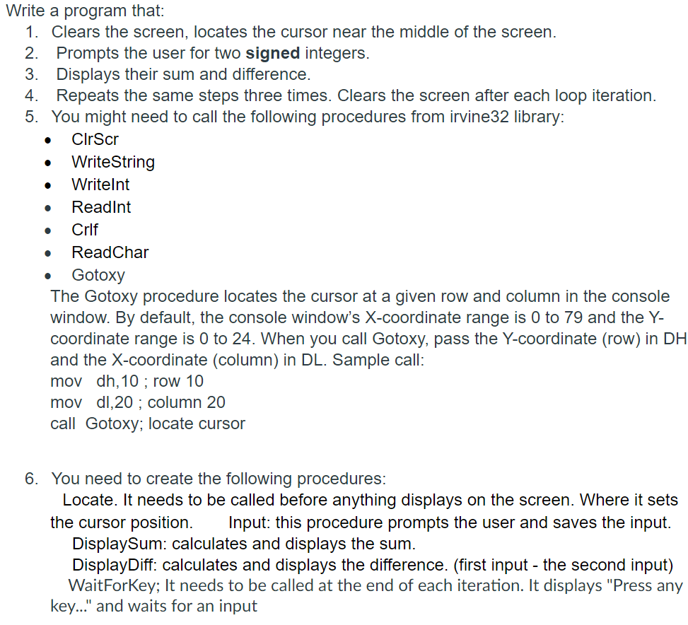 Solved Write the following in assembly language.Make sure | Chegg.com
