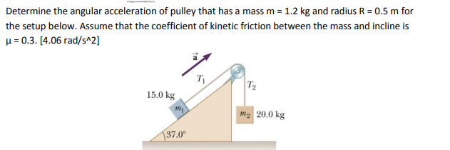 Solved Determine the angular acceleration of pulley that has | Chegg.com