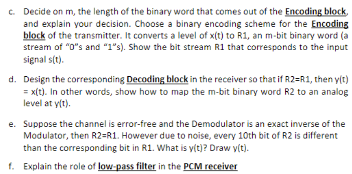Solved 3. Pulse-code Modulation (PCM) system is shown in | Chegg.com