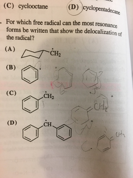 Solved For which free radical can the most resonance forms | Chegg.com