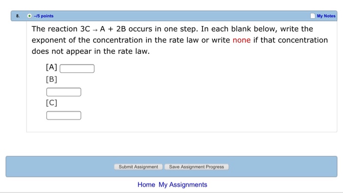Solved The reaction 3C rightarrow A + 2B occurs in one step. | Chegg.com