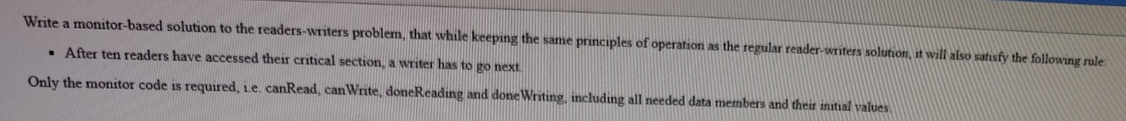Solved Write a monitor-based solution to the readers-writers | Chegg.com