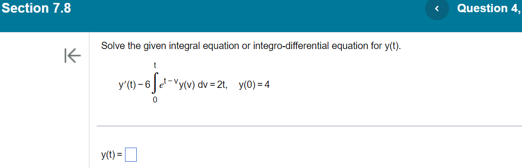 Solved Solve the given integral equation or | Chegg.com