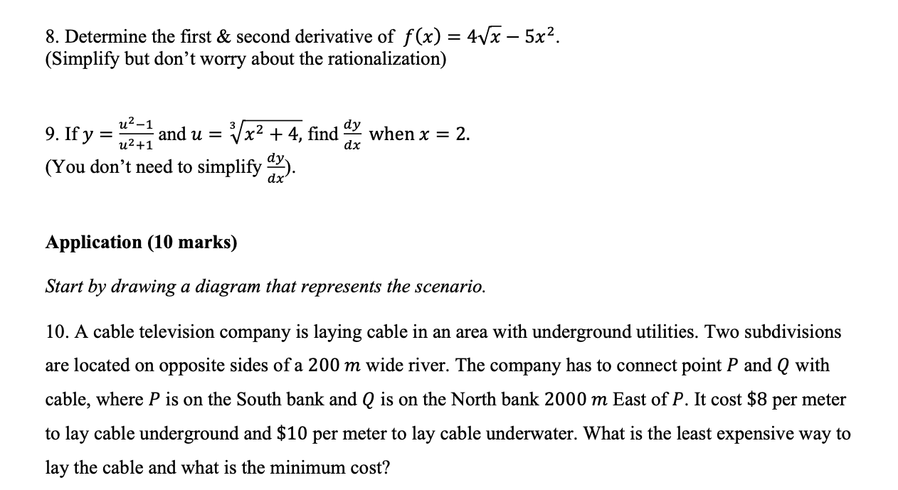 Solved 8. Determine the first \\& second derivative of \\( | Chegg.com