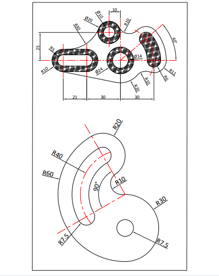 Solved draw the following figures using autocad using | Chegg.com