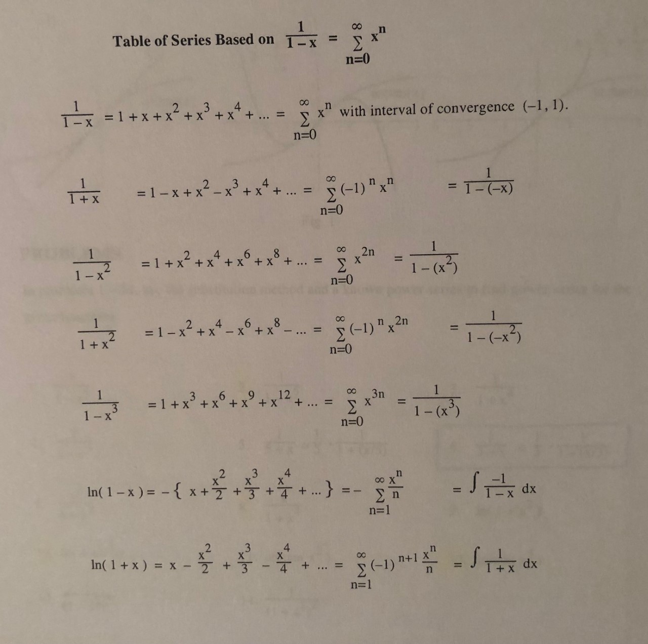 Solved (a) Use the below Table of Series to help represent | Chegg.com