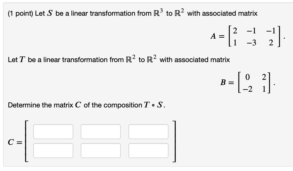 Solved 1 Point Let S Be A Linear Transformation From R2 To