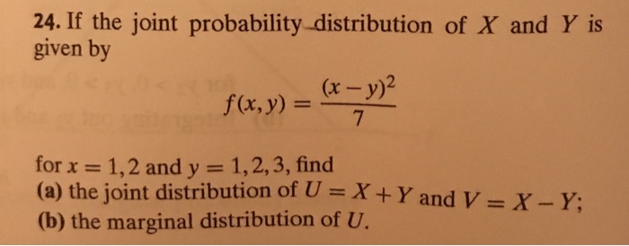 Solved 24. If the joint probability distribution of X and Y | Chegg.com