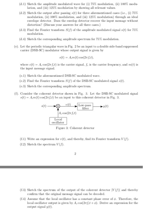 Solved Question (01): Amplitude Modulation and Demodulation | Chegg.com