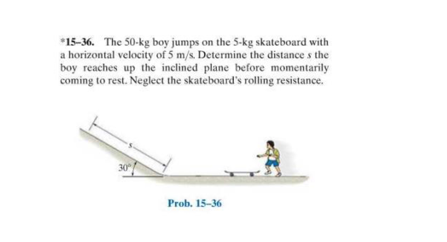 Solved The 50 kg boy jumps on the 5 kg skateboard with a | Chegg.com
