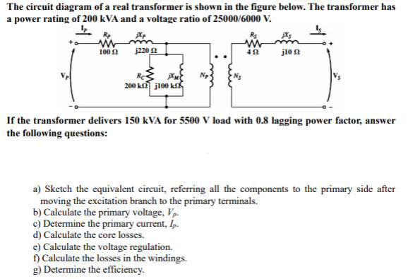 Solved The circuit diagram of a real transformer is shown in | Chegg.com