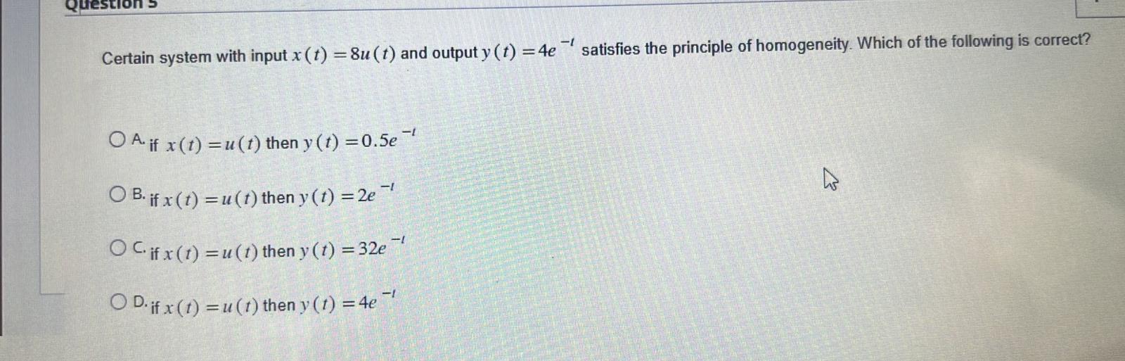 Solved Certain system with input x(t)=8u(t) and output | Chegg.com